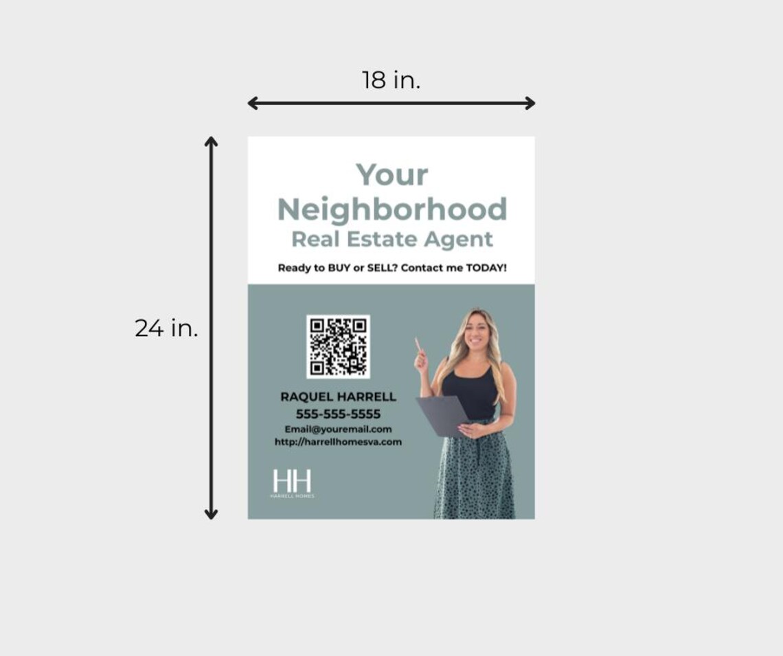 Your Neighborhood Real Estate Agent Yard Sign PRINTED | 18" X 24 ...
