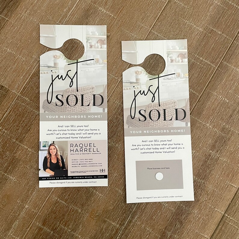 Set of Just Sold Door Hangers Real Estate Marketing - Etsy