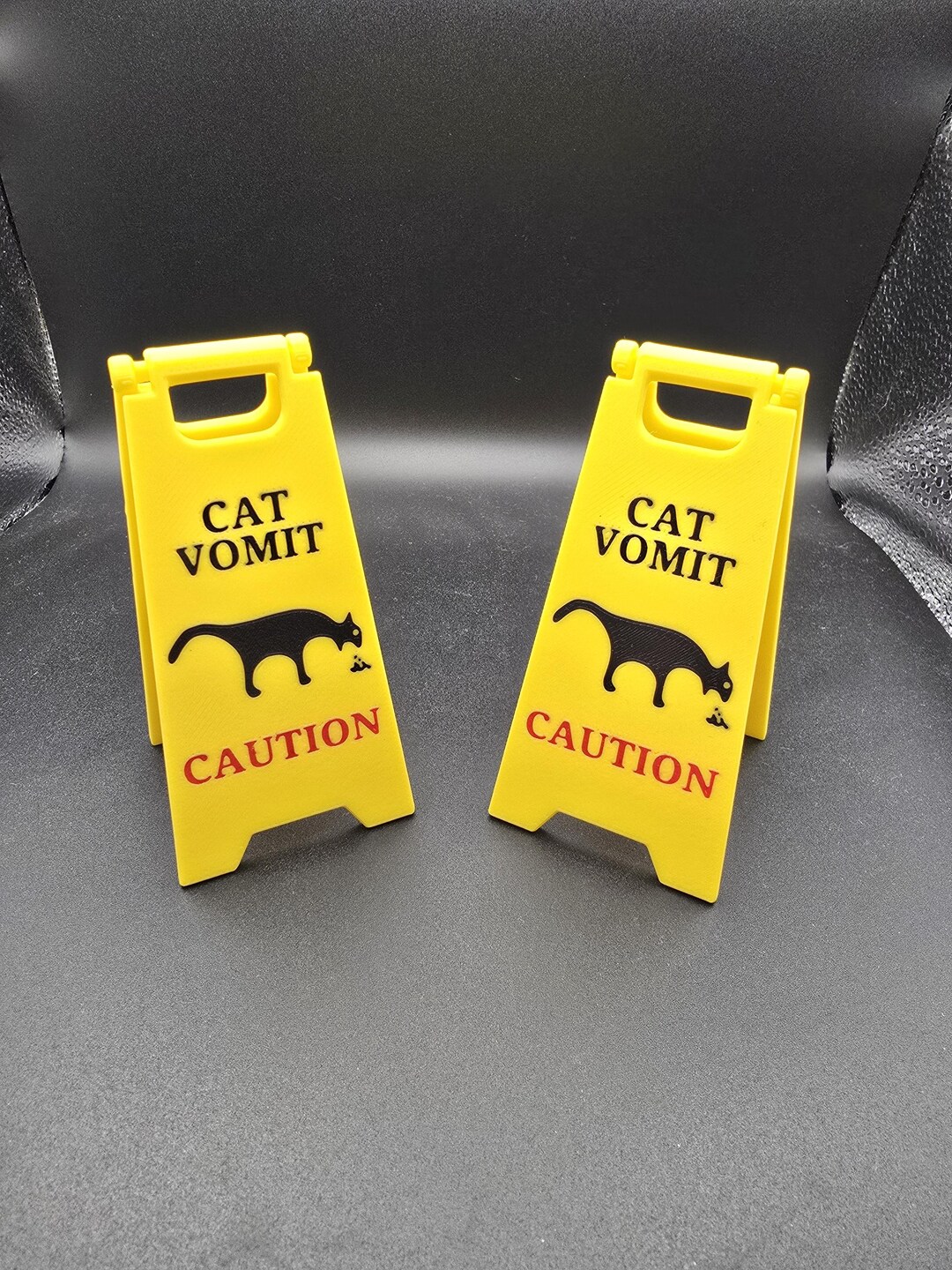 2 Pack Mini 4 Inch Cat Vomit Caution Signs Great Stocking Stuffer - Etsy