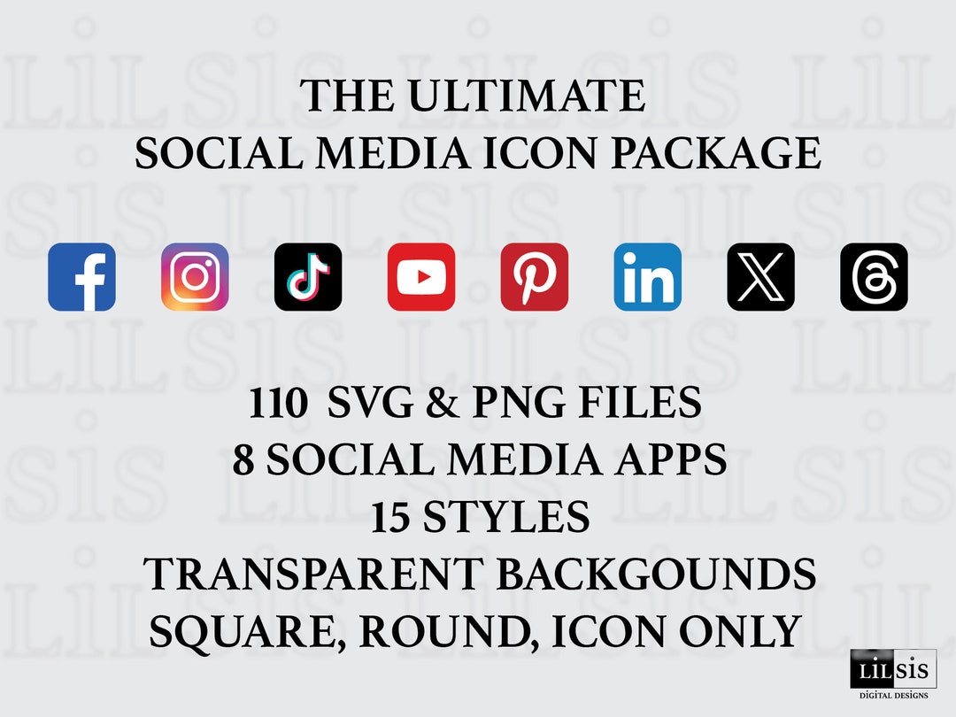 The Ultimate Social Media Icon Bundle 110 Icons 8 Social Media Apps 15 ...