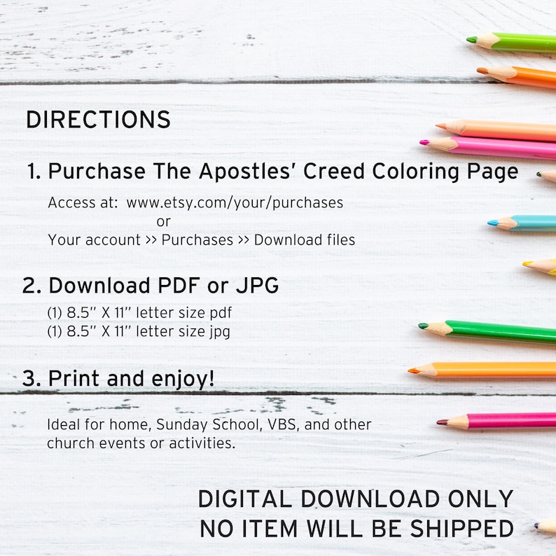 Apostles’ Creed Coloring Page | Christian Printable PDF & JPG | Kids ...