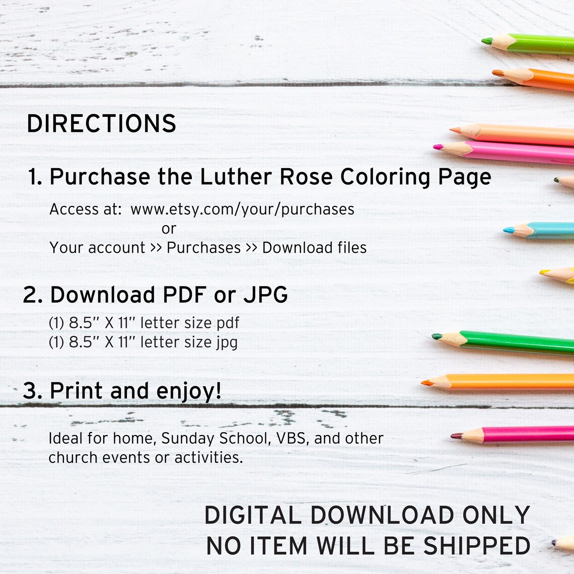 Luther Rose Color by Number: Sunday School Printable (PDF) - Etsy