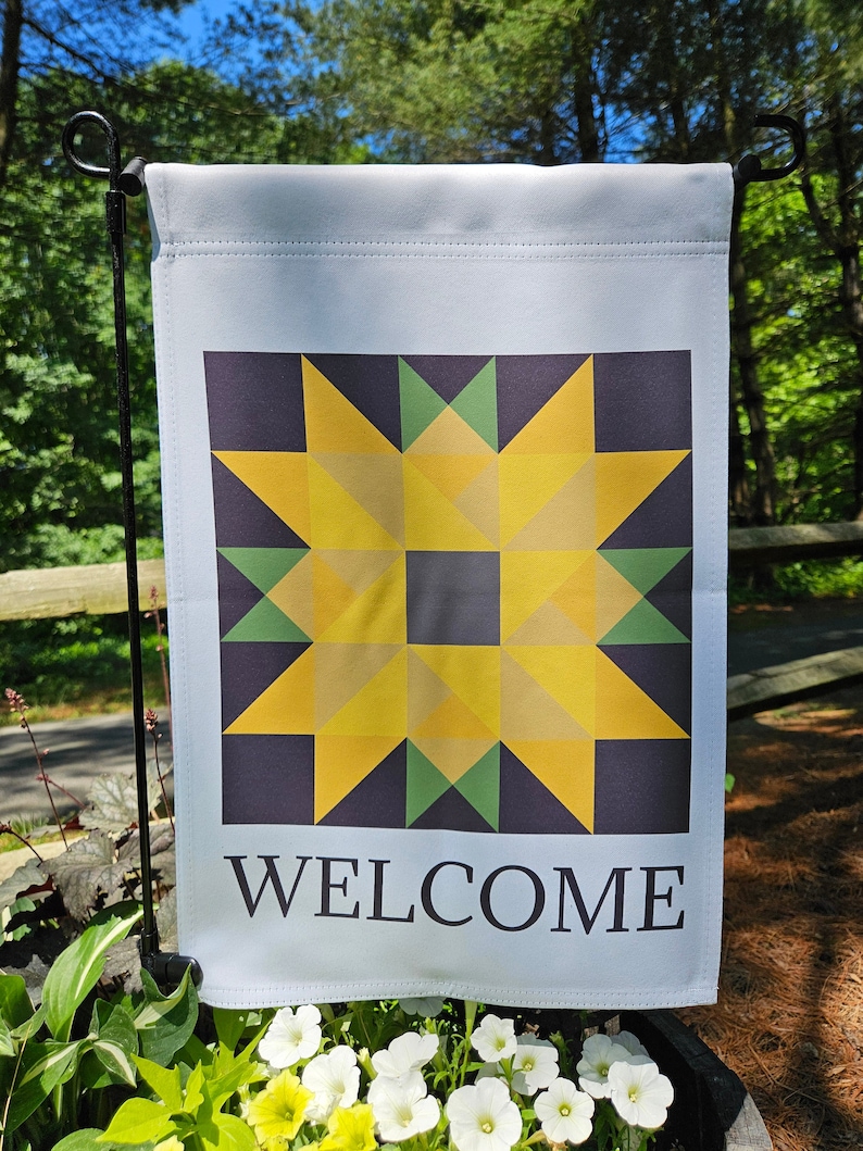 Sunflower Flag, Welcome Sign, Barn Quilt Design, Patio Decor ...