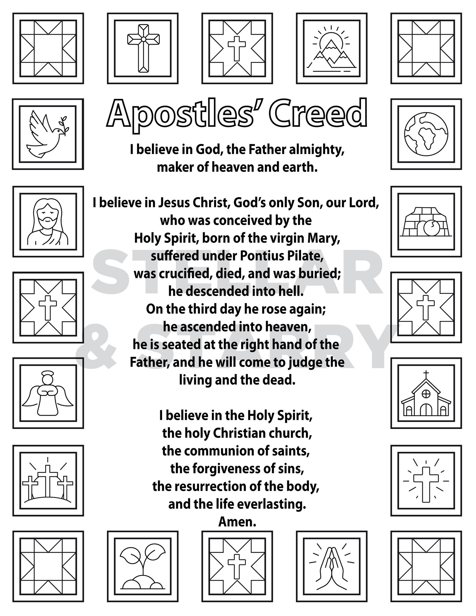 Apostles’ Creed Coloring Page | Christian Printable PDF & JPG | Kids ...
