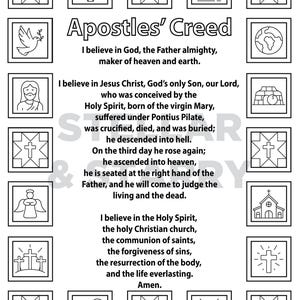 Apostles’ Creed Coloring Page | Christian Printable PDF & JPG | Kids ...