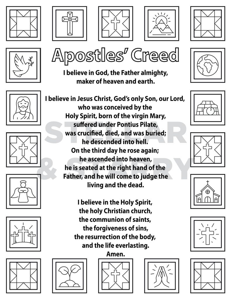 Apostles’ Creed Coloring Page | Christian Printable PDF & JPG | Kids ...