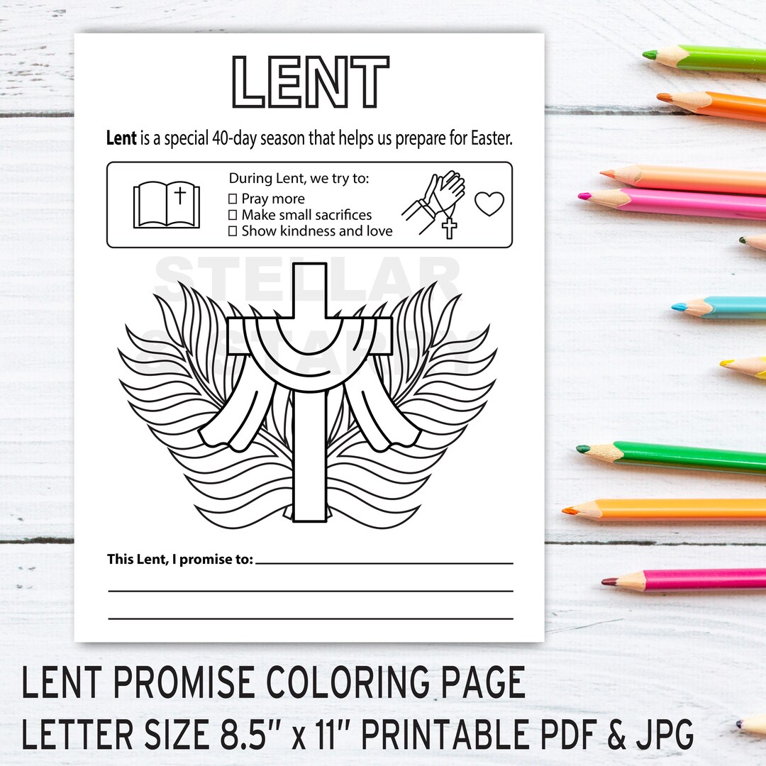 Lent Coloring Page for Kids | My Lenten Promise Printable | Christian ...