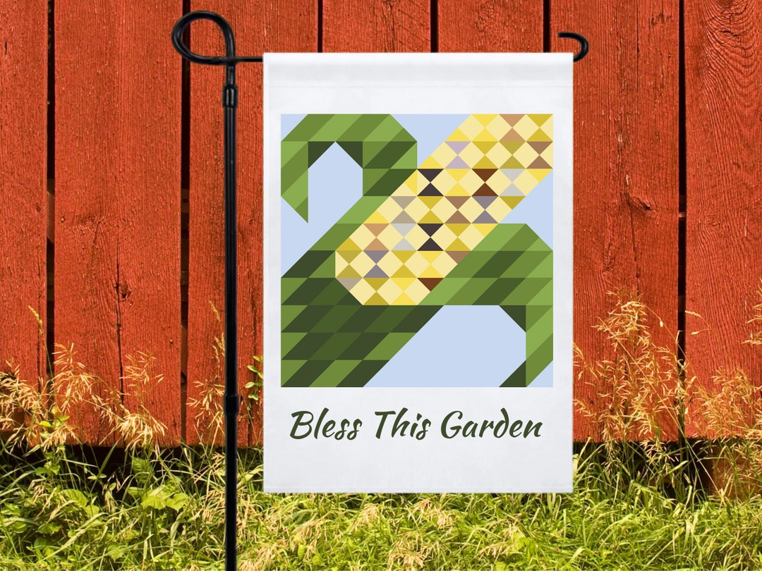 Corn Flag, Bless This Garden Flag, Vegetable Garden Flag, Quilt Block ...