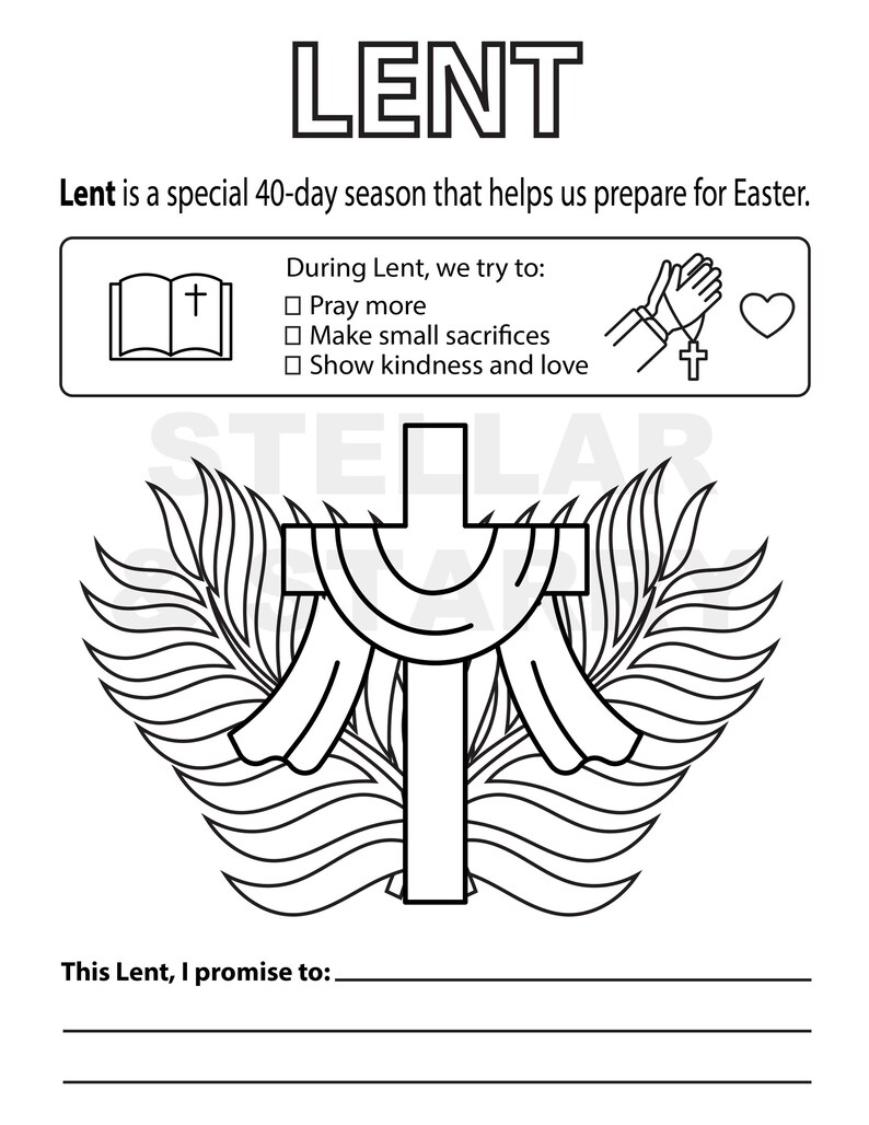 Lent Coloring Page for Kids | My Lenten Promise Printable | Christian ...