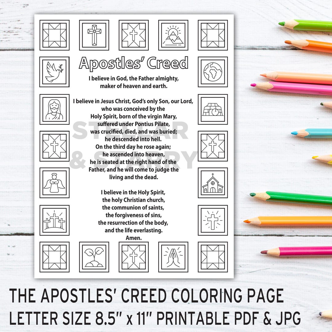 Apostles’ Creed Coloring Page | Christian Printable PDF & JPG | Kids ...