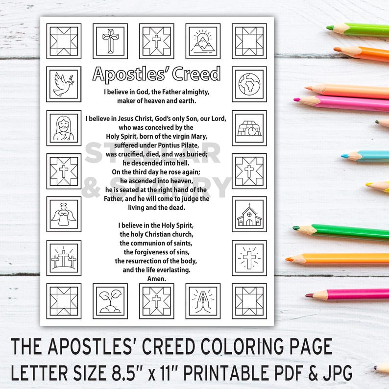 Apostles’ Creed Coloring Page | Christian Printable PDF & JPG | Kids ...