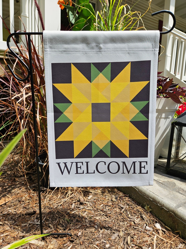 Sunflower Flag, Welcome Sign, Barn Quilt Design, Patio Decor, Housewarming Gift, Mother's Day ...