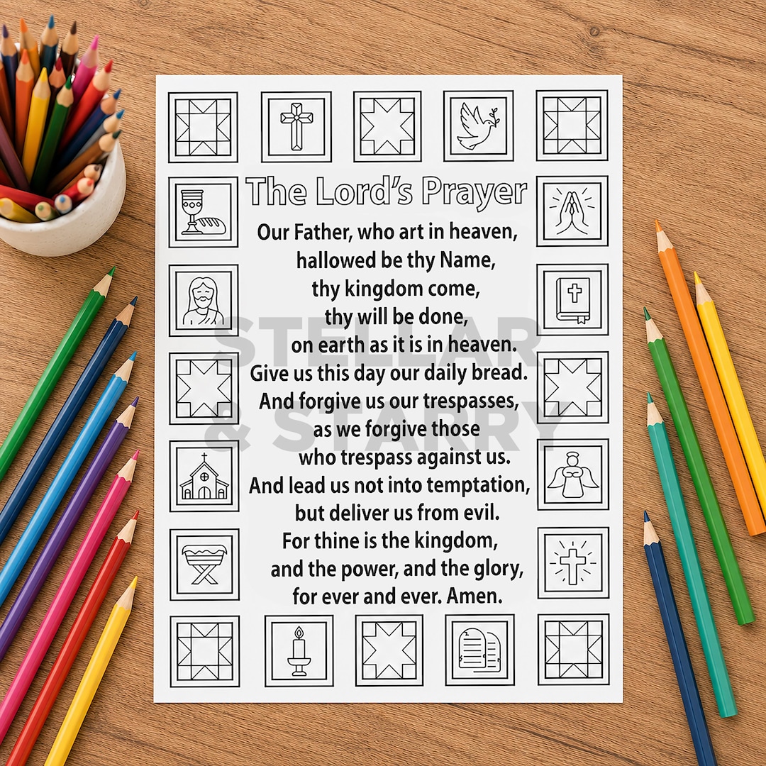 Lord's Prayer Coloring Page: Christian Kids Bible Activity (PDF & JPG ...