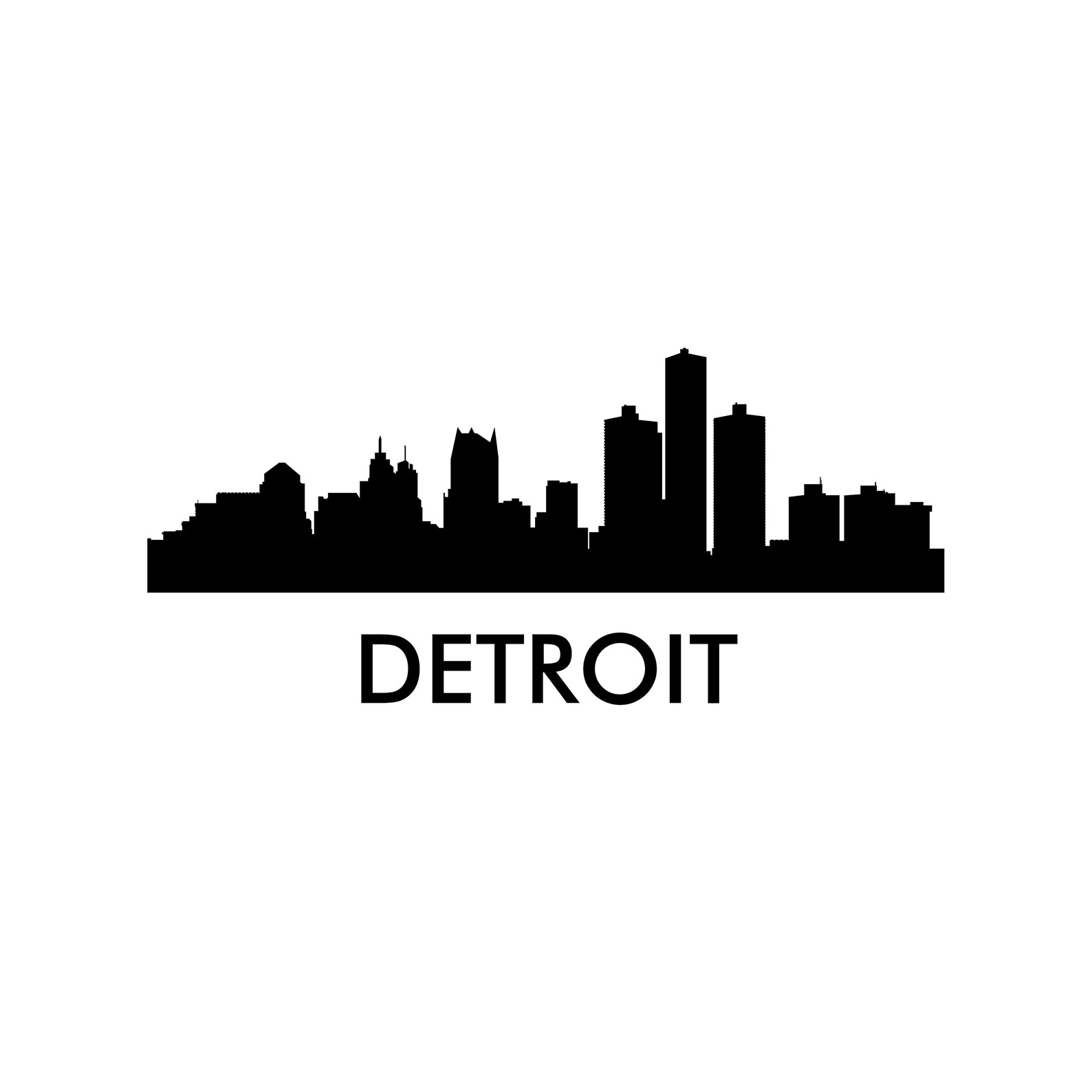 USA Detroit Skyline Silhouette Decals Huge Selection of Colours ...