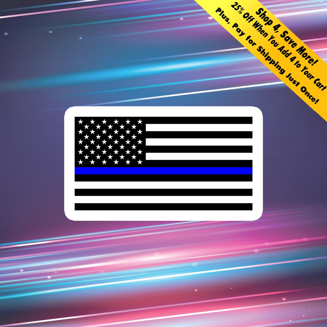 Thin Blue Line American Flag Decal Vinyl Graphic - Etsy