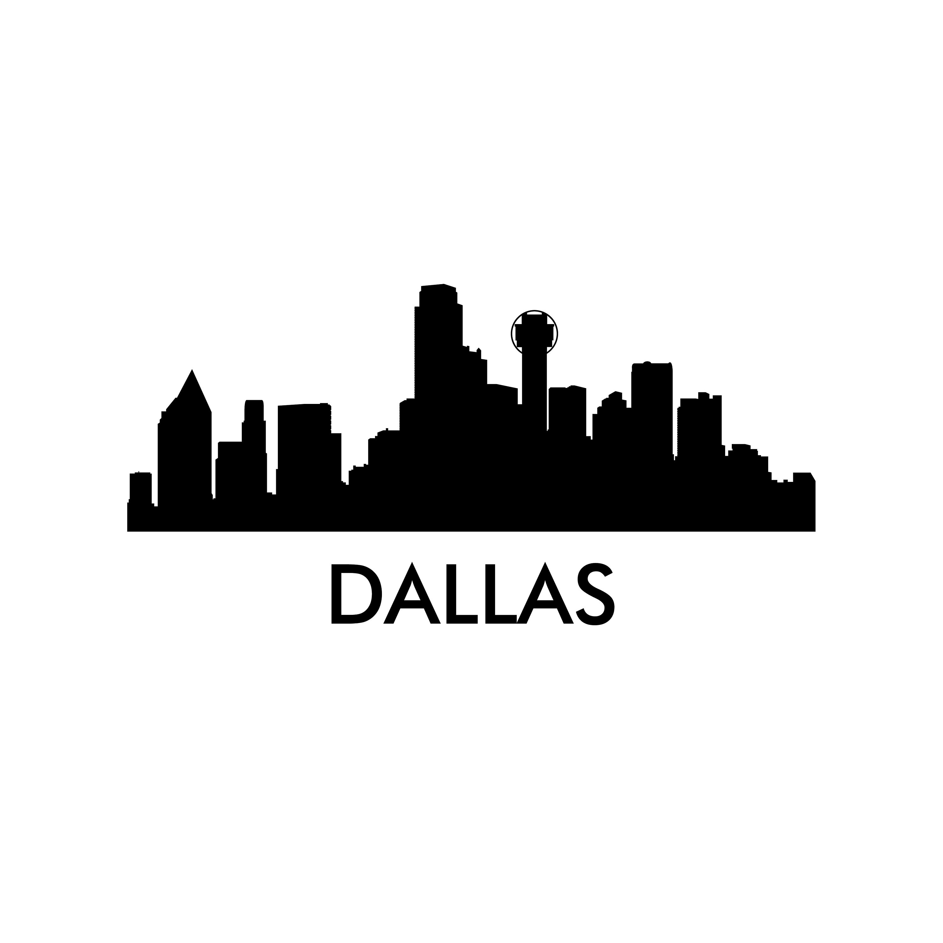 USA Dallas Skyline Silhouette Decals Huge Selection of Colours ...