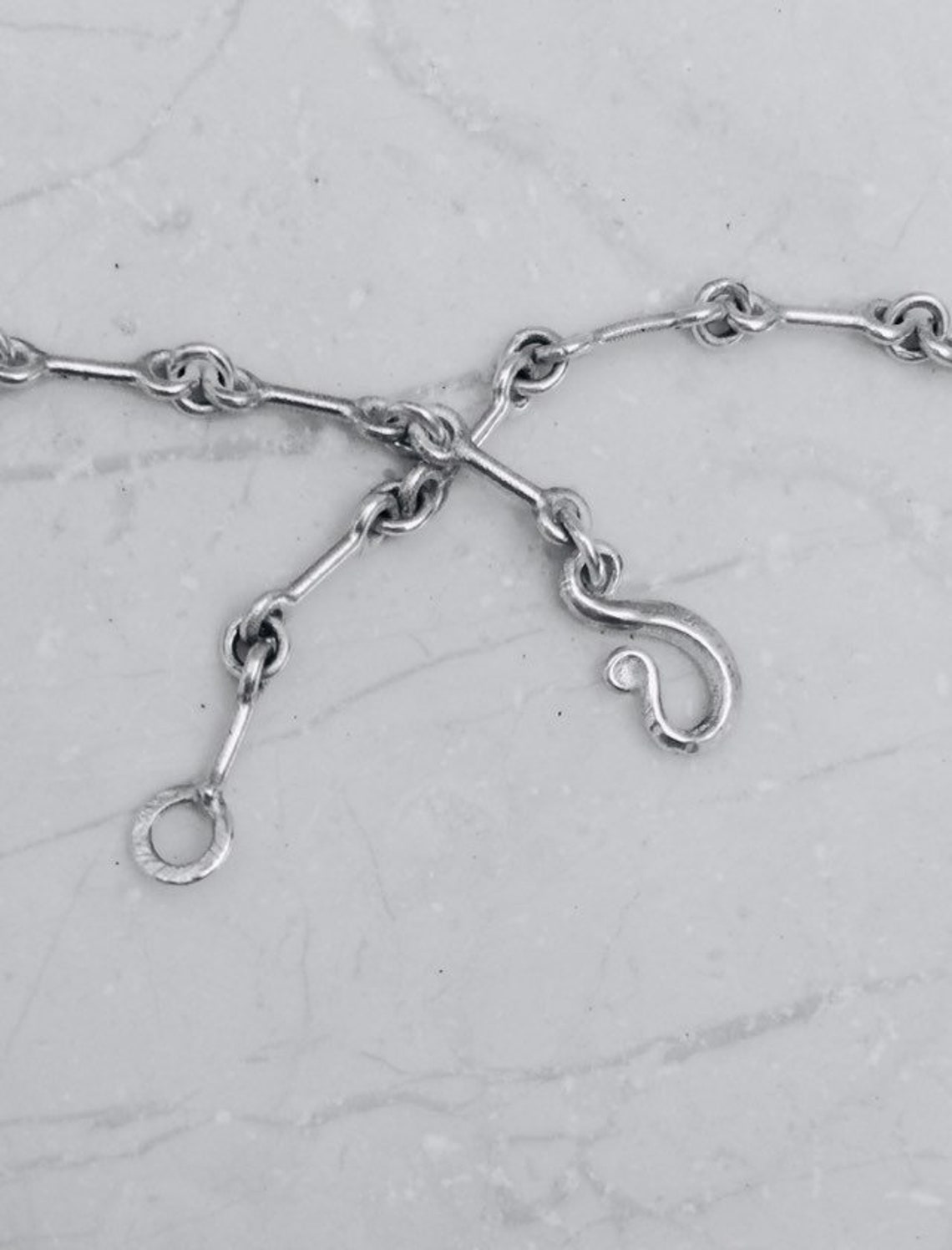 Handmade Sterling Silver Dog Bone Chain Anklet Featuring Etruscan Hook ...