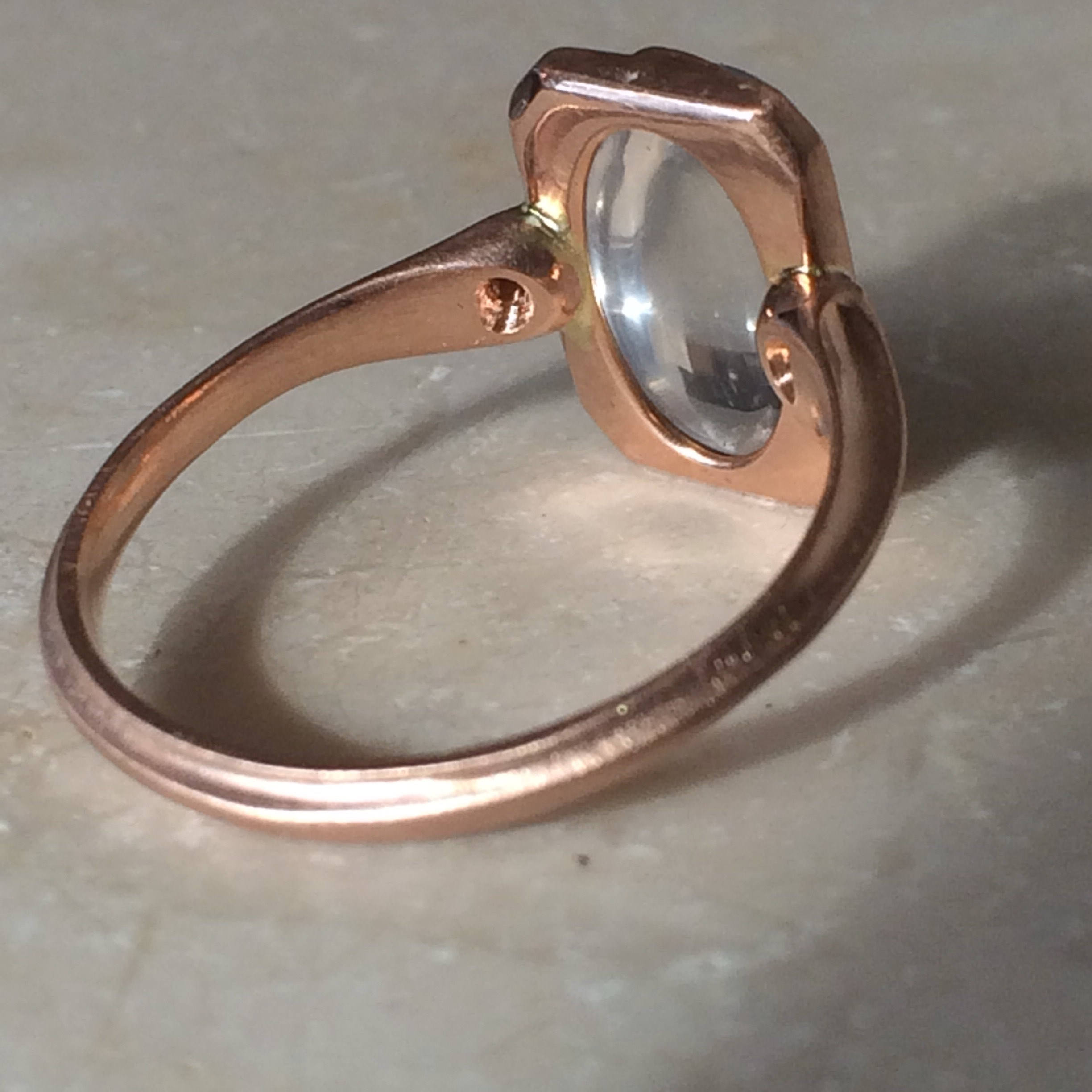 14k Rose Gold Crystal Ball Ring With Moonstone Oval and 2 | Etsy