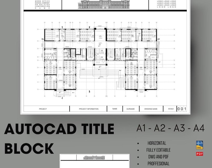 Editable Architectural Title Block Template | Autocad DWG & PDF | A1 A2 ...
