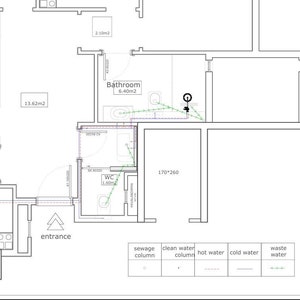 Printable Modern Kitchen Bathroom Floor Plan, Electrical and Plumbing ...