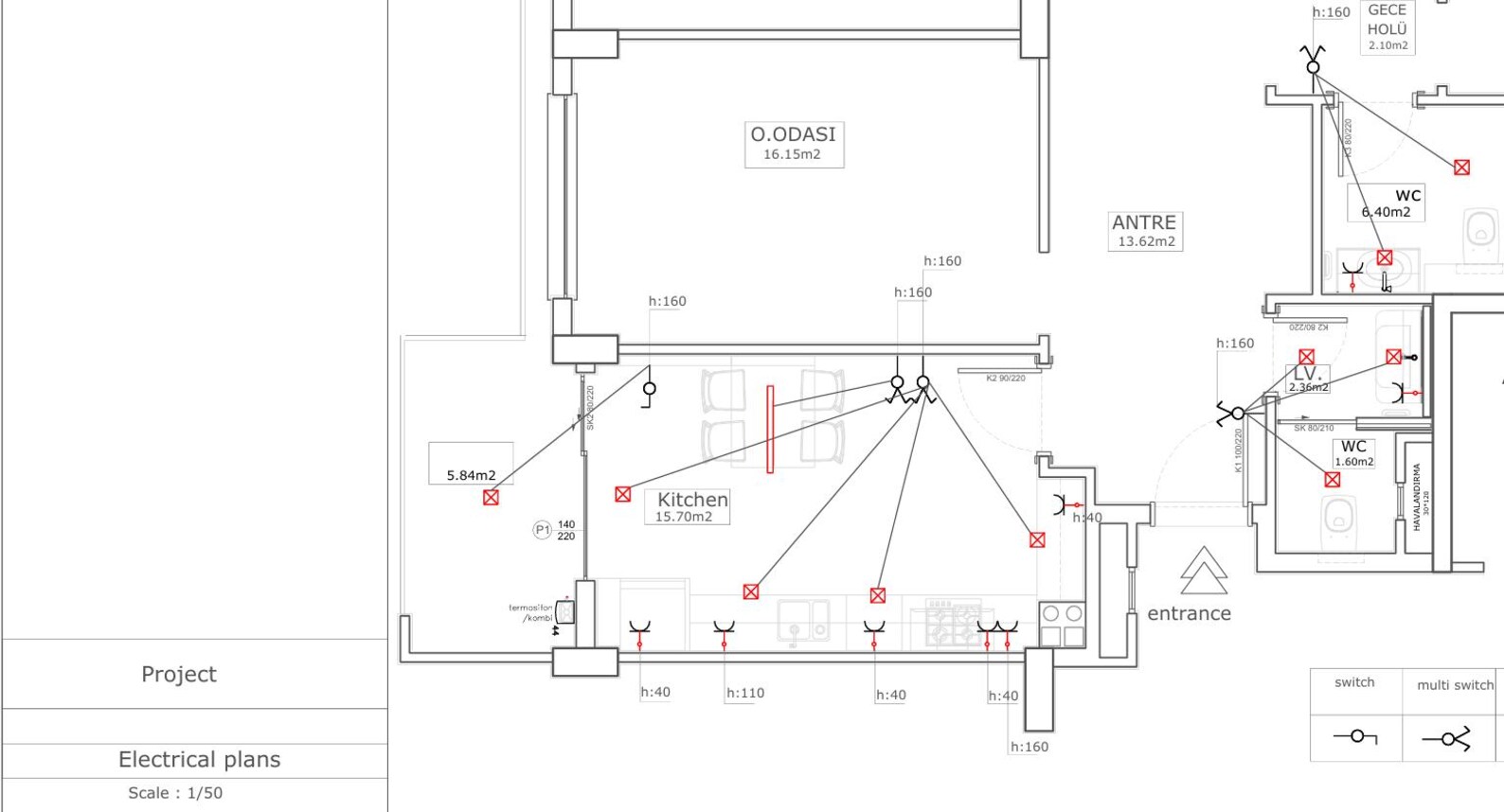 Printable Modern Kitchen Bathroom Floor Plan, Electrical and Plumbing ...