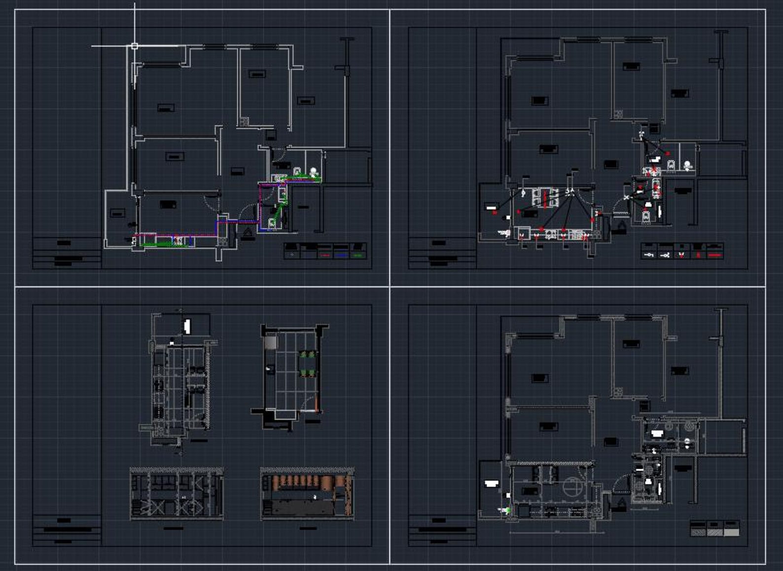 Printable Modern Kitchen Bathroom Floor Plan, Electrical and Plumbing ...