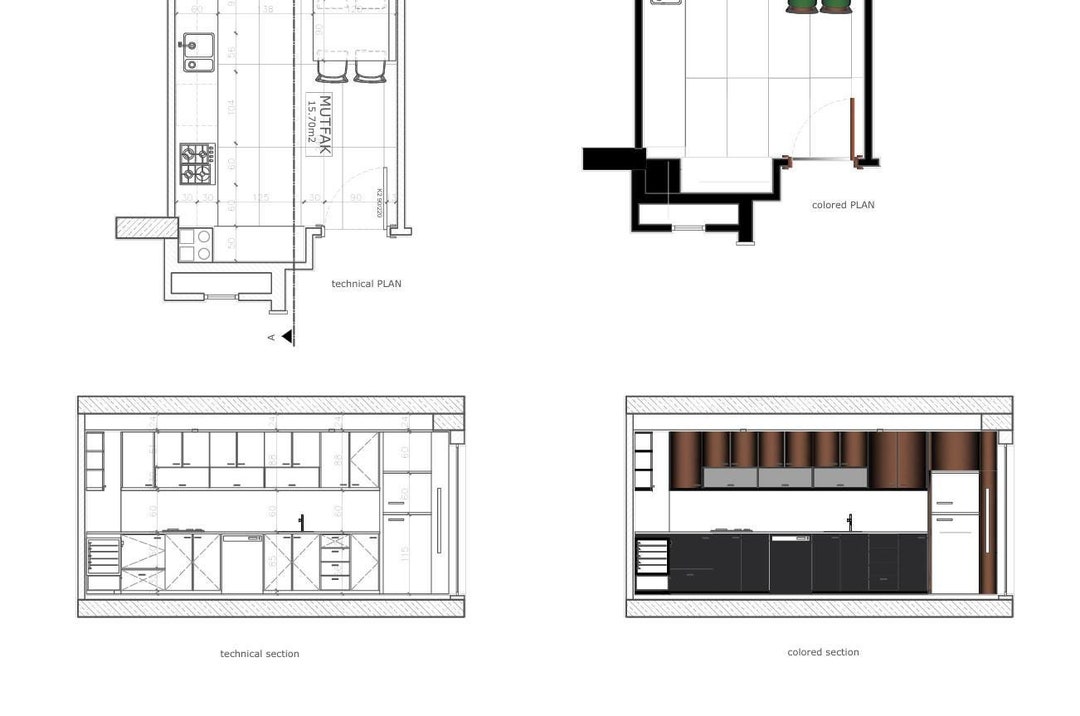 Modern Kitchen Bathroom Floor Plan, Electrical and Plumbing Layout DWG ...