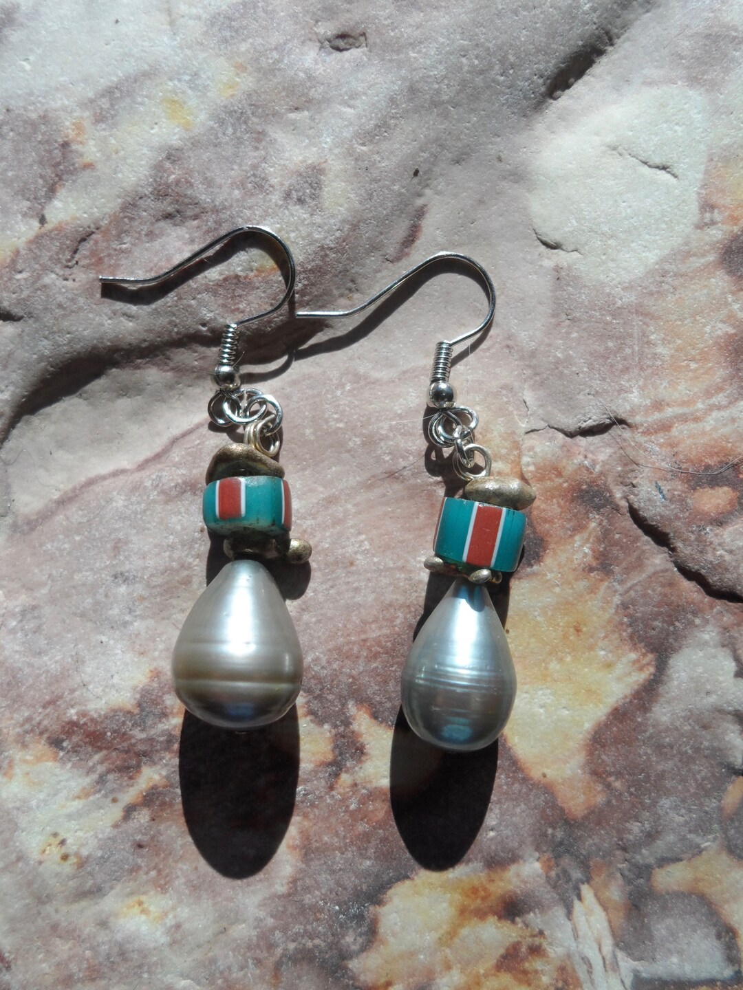 Silvery Freshwater Baroque Pearls Venetian Trade Beads and Fine Silver ...