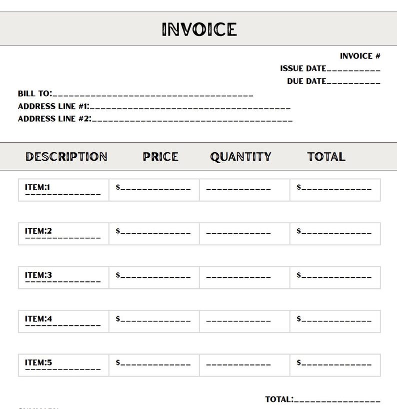 Printable Invoice Template: Professional Design for Business and ...