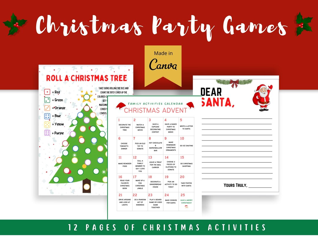 Christmas Party Games Bundle: Printable Holiday Activities (editable ...