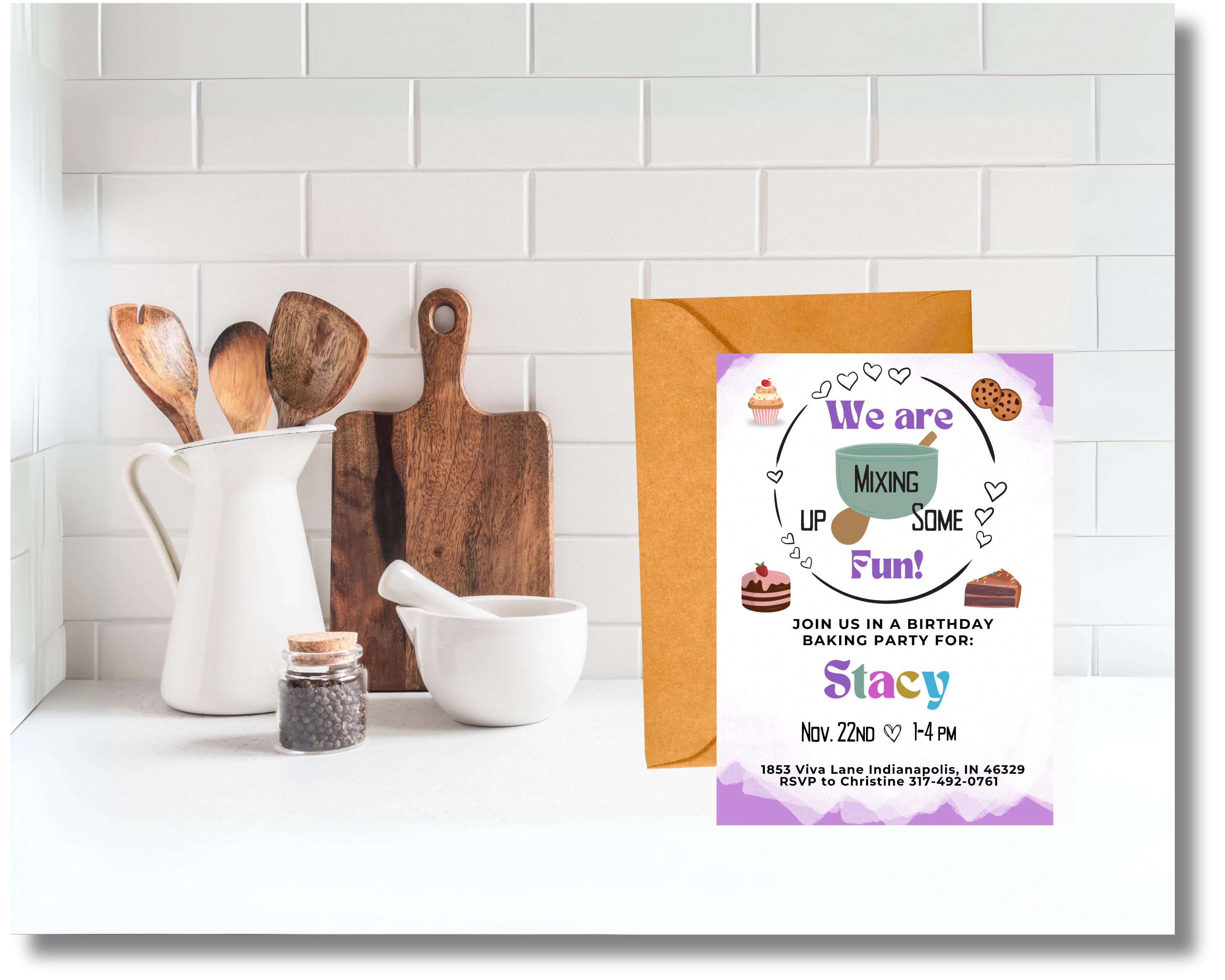 Baking Birthday Party Invitation: Editable Template (digital Download ...