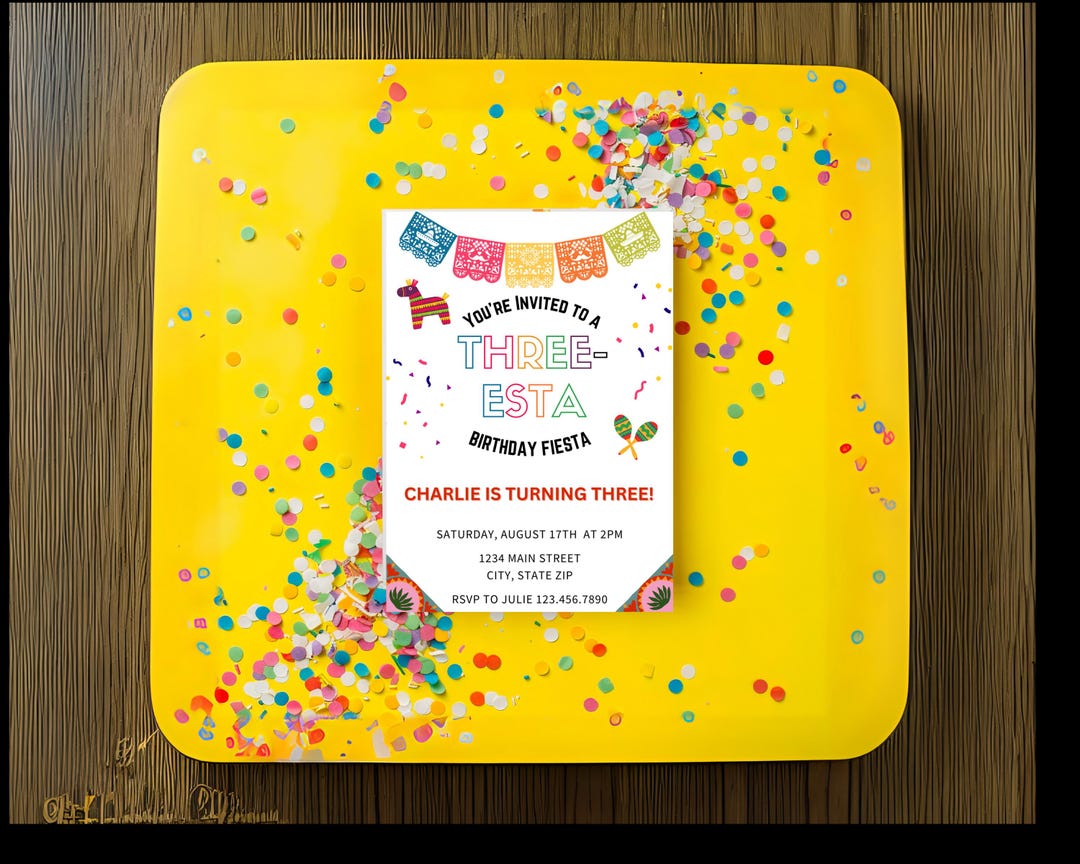 Three-esta Birthday Invitation: Mexican Fiesta, Editable Template ...
