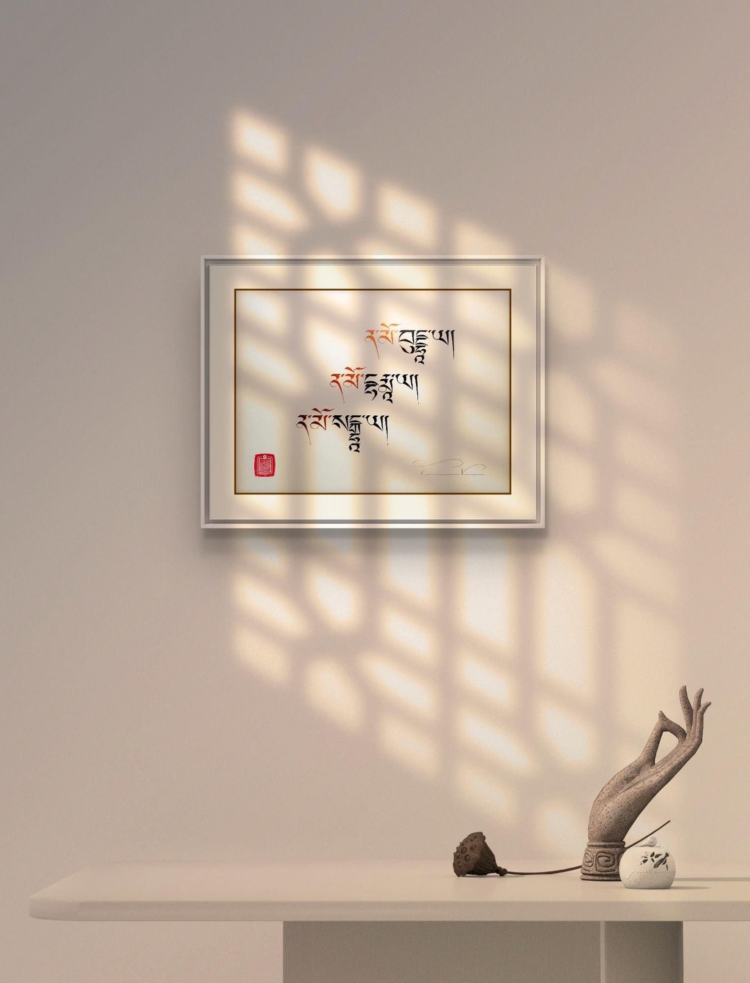Tibetan Calligraphy Art: Homage, Hand Painted Design (16x12) - Etsy