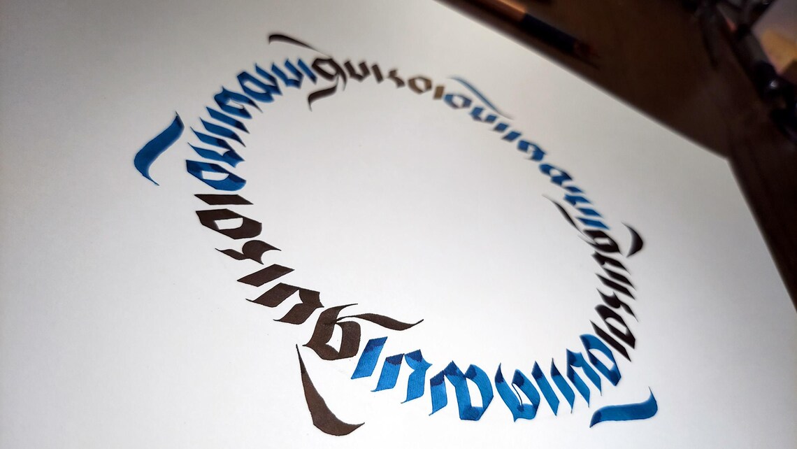 Tibetan Calligraphy Art: the Two Accumulations, Custom Buddhist ...