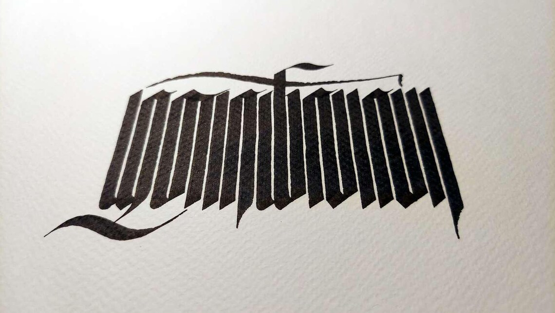 Tibetan Calligraphy Art: "i Bow Down" - Hand Written Artwork (12" X 9 ...