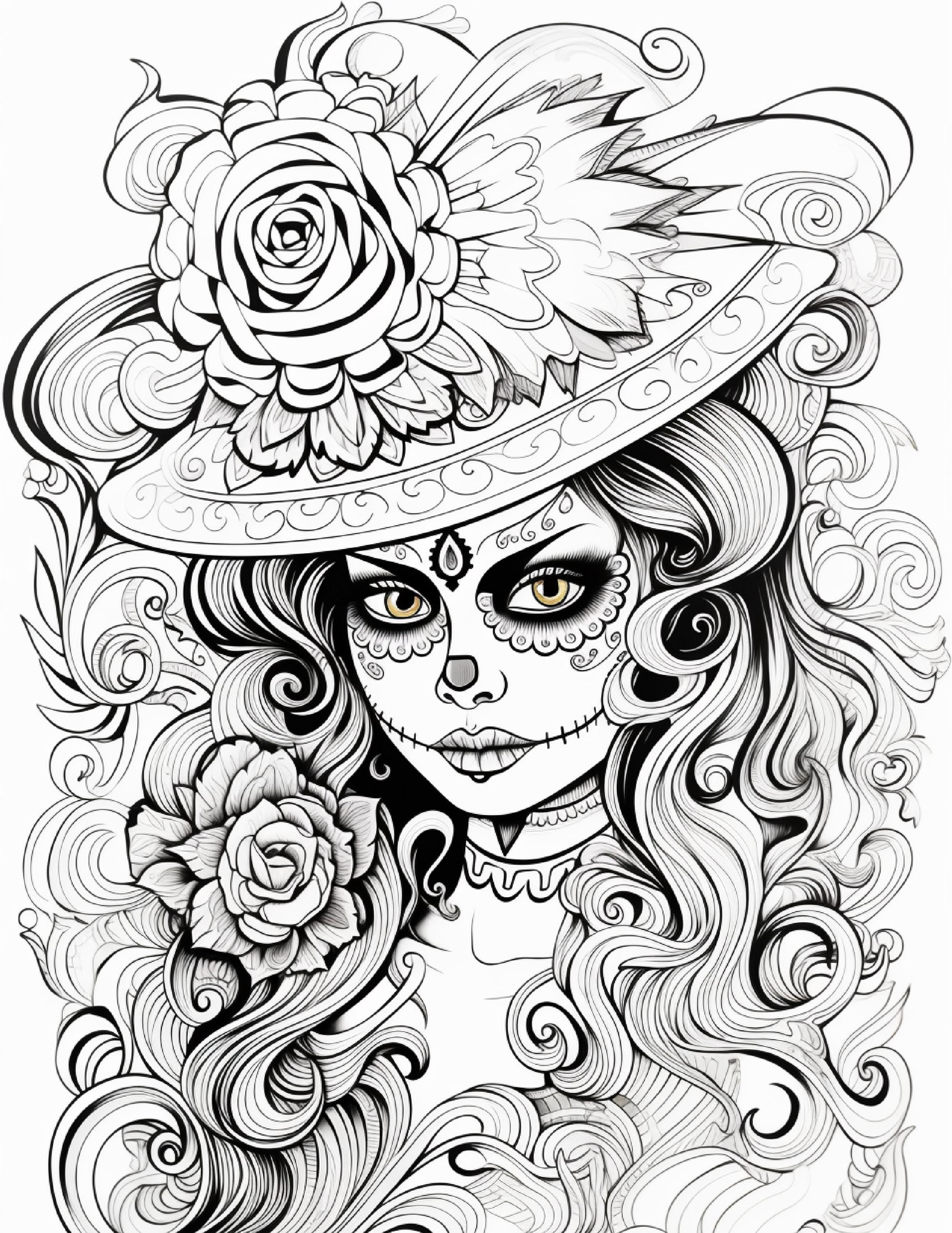 50 Adult Sugar Skull Girl Coloring Pages Adult and Kid Coloring Pages ...