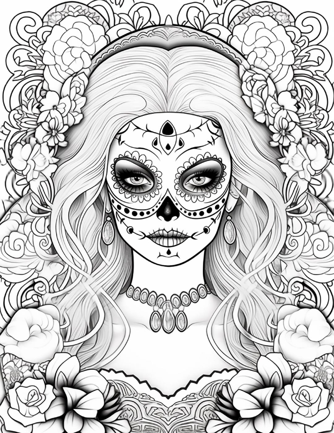 50 Adult Sugar Skull Girl Coloring Pages Adult and Kid Coloring Pages ...