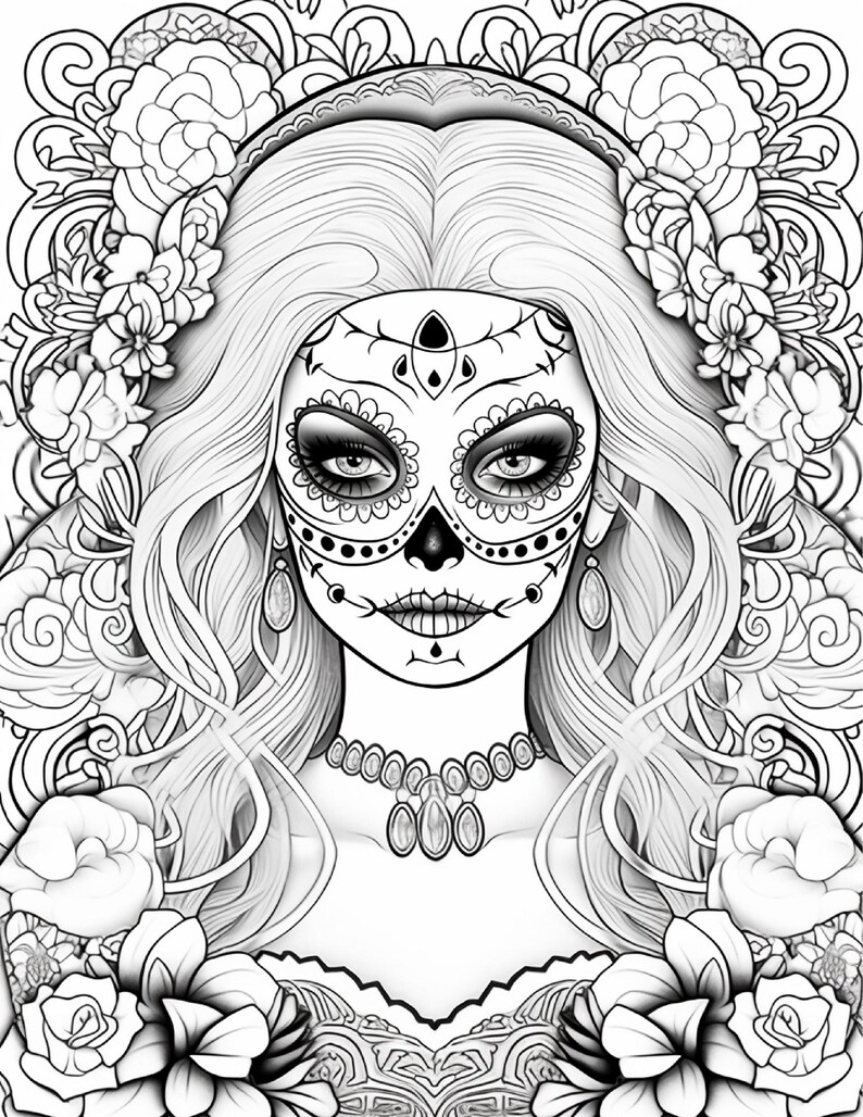 50 Adult Sugar Skull Girl Coloring Pages Adult and Kid Coloring Pages ...