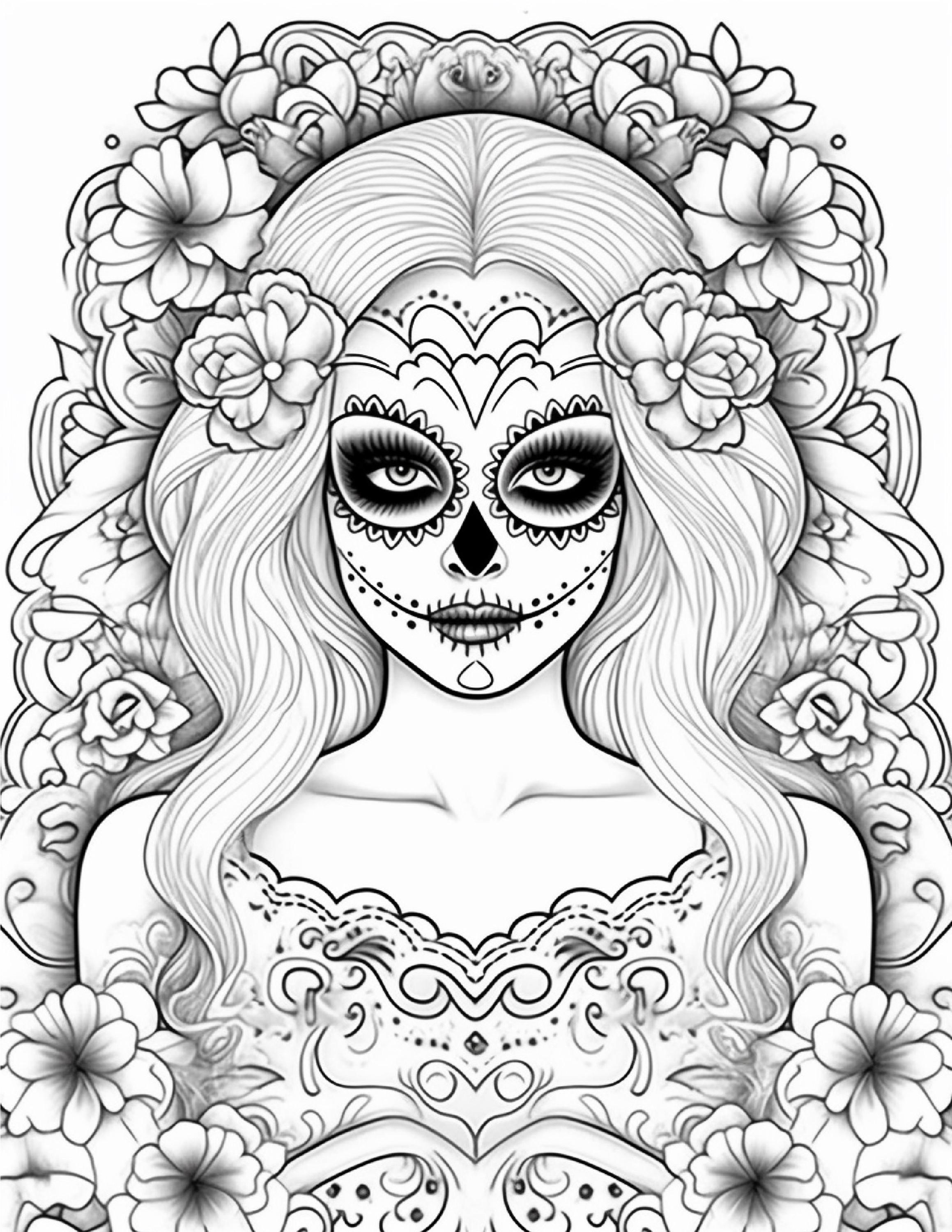 50 Adult Sugar Skull Girl Coloring Pages Adult and Kid Coloring Pages ...