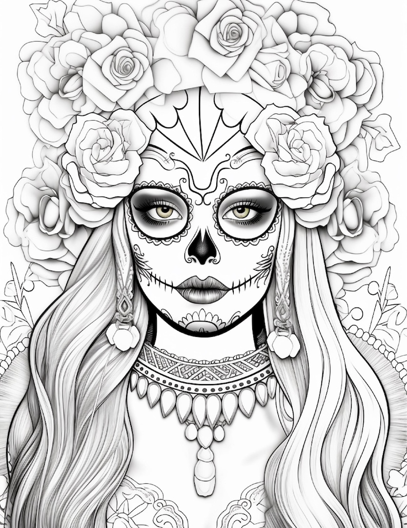 50 Adult Sugar Skull Girl Coloring Pages Adult and Kid Coloring Pages ...