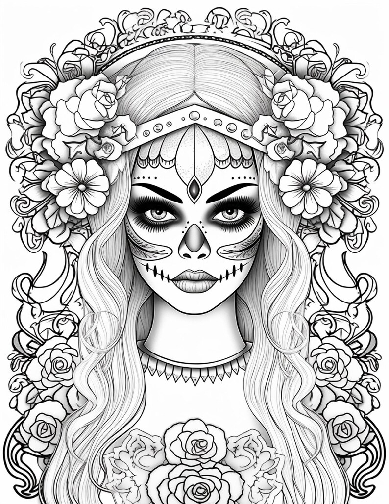 50 Adult Sugar Skull Girl Coloring Pages Adult and Kid Coloring Pages ...