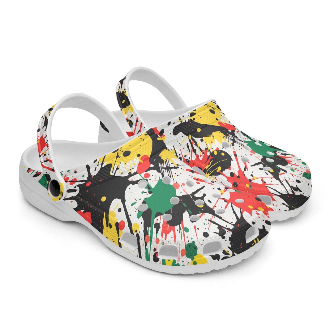 Paint Splatter Clogs Croc Style Colorful, Comfortable, Slip-resistant ...