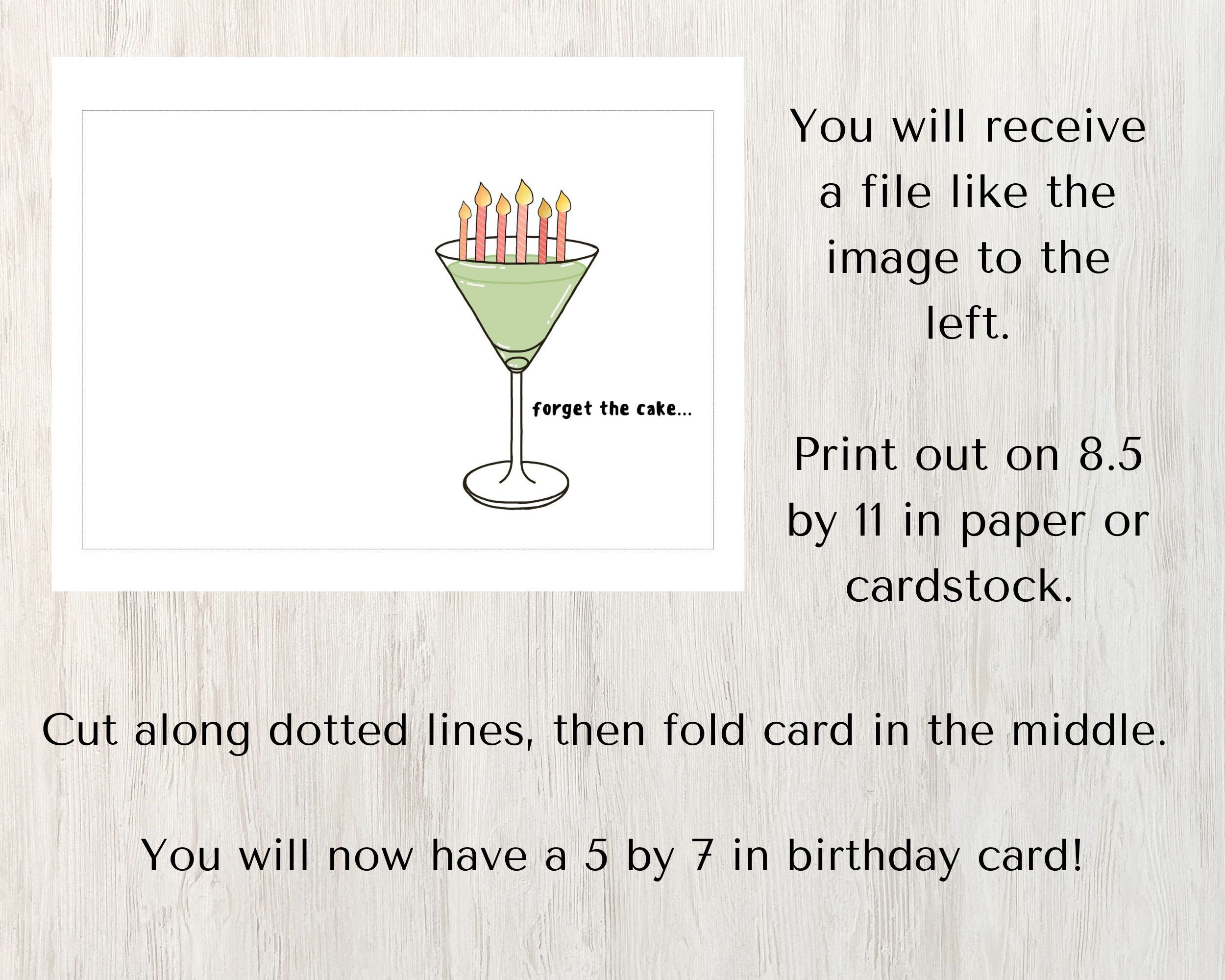 Hand Drawn Martini Birthday Card (printable) - Etsy