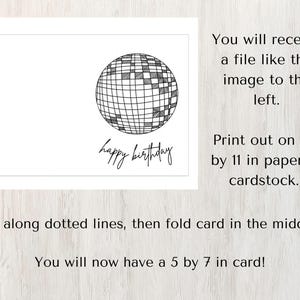 Hand Drawn Single Disco Ball "happy Birthday" Digital Card (printable ...