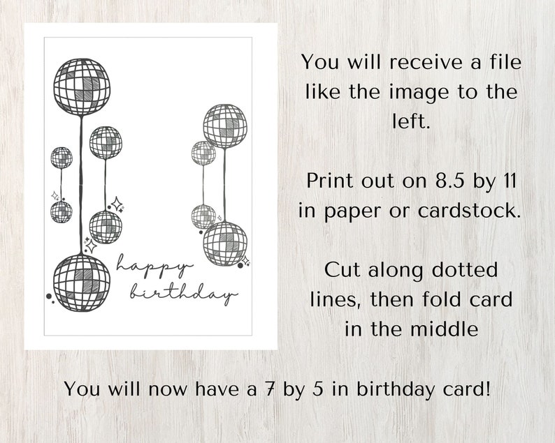 Hand Drawn Disco Ball "happy Birthday" Card (printable) - Etsy