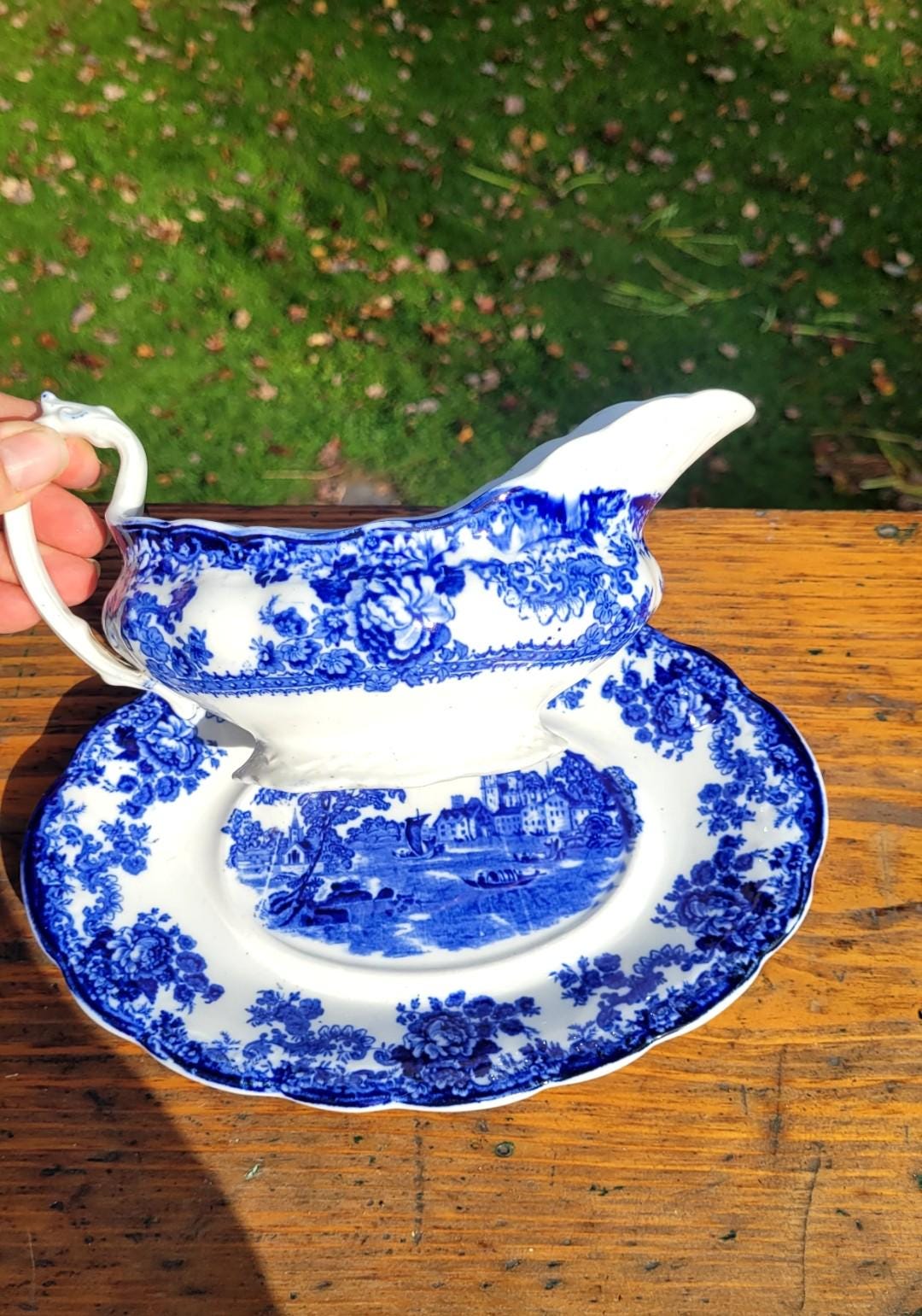 Antique F. Winkle & CO Togo Flow Blue Gravy Boat and Plate. No Chips ...