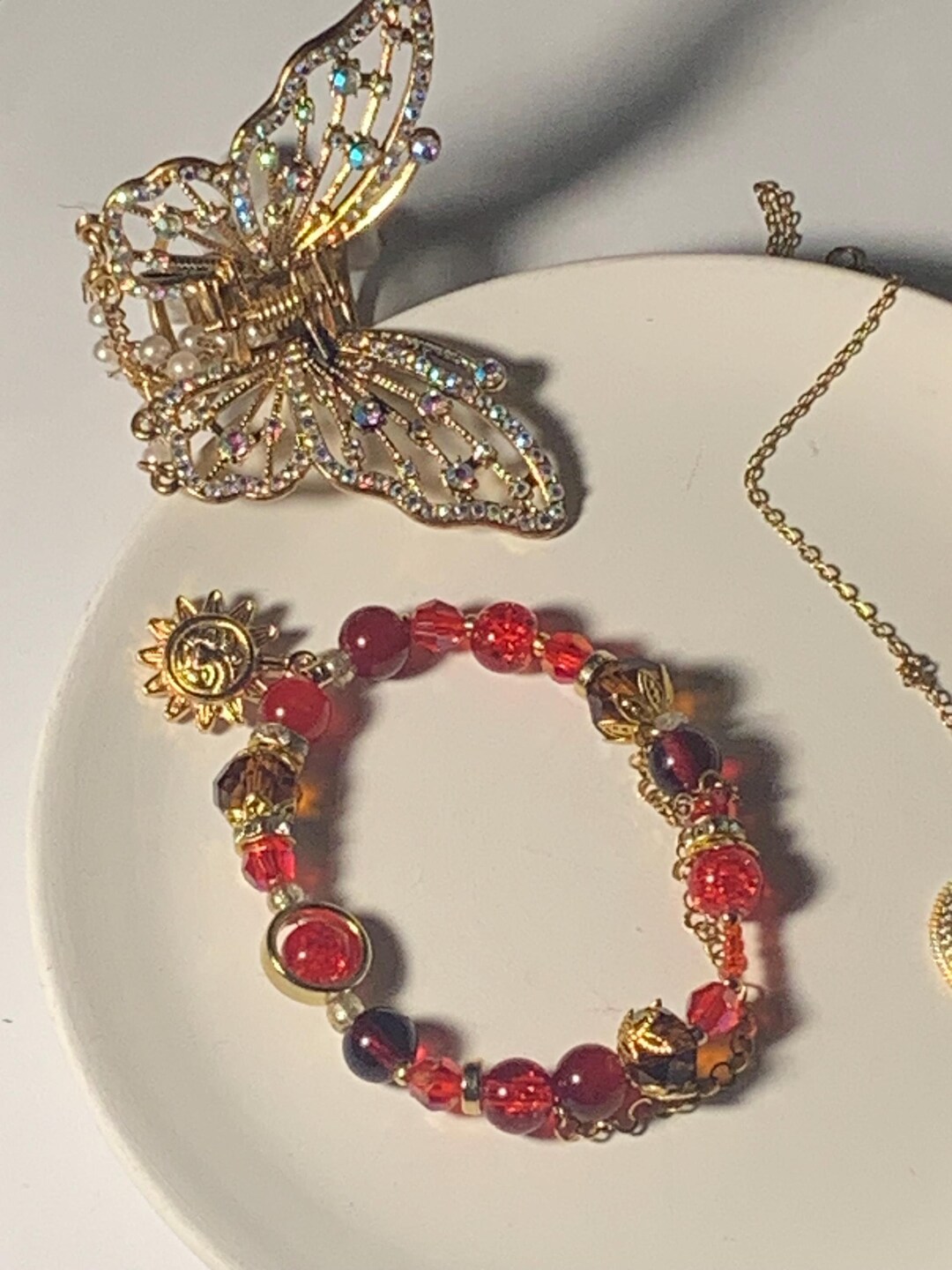 Azula Red Aesthetic Crystal Bead Bracelet Inspired Fire Themed - Etsy
