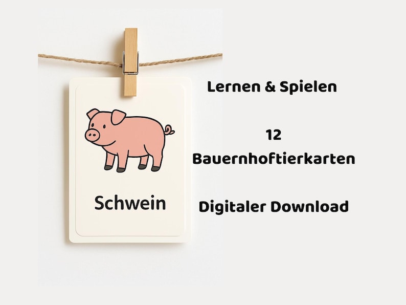 12 Farm Animal Flashcards in German – Learning Cards for Kids ...