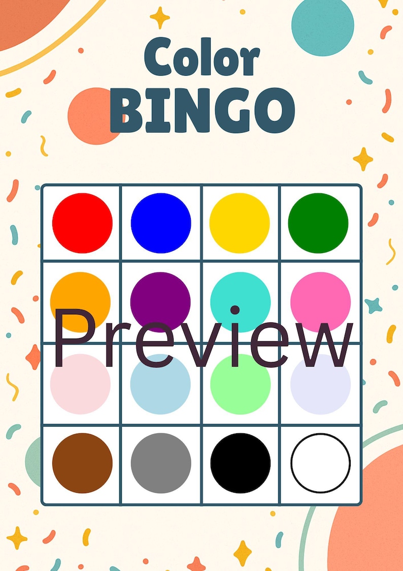 Printable Color Bingo Game for Kids | Preschool and Kindergarten ...