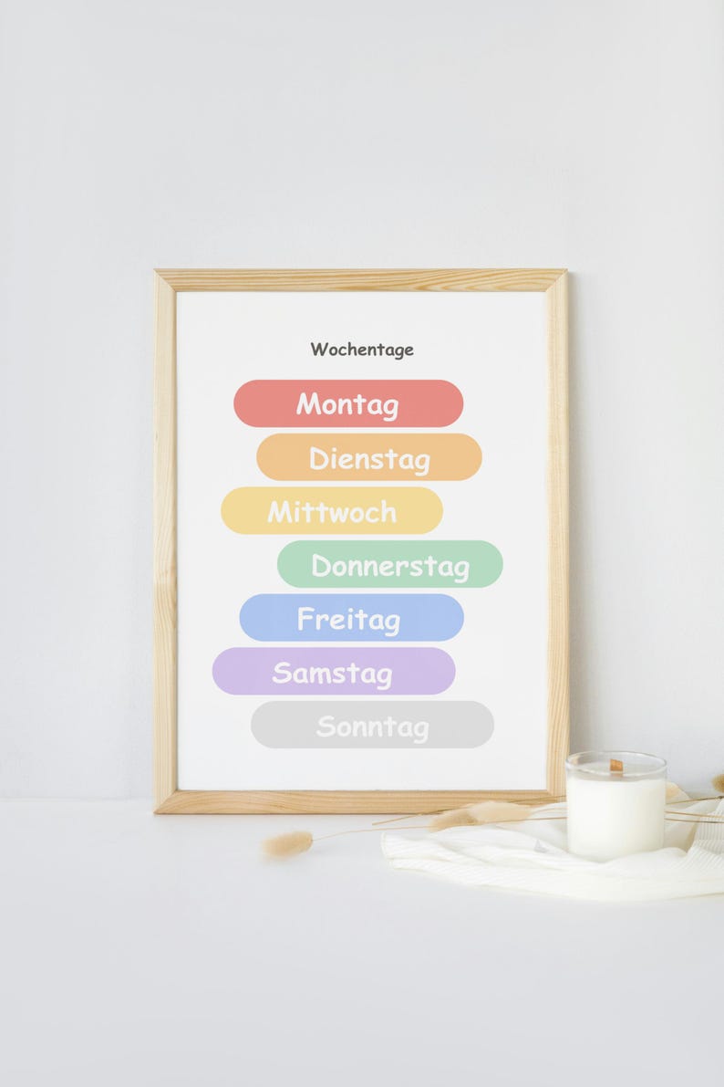 Minimalist Days of the Week Poster for Kids – Educational Poster to ...
